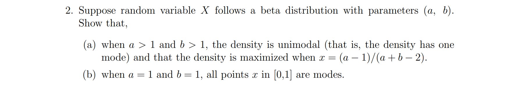 Solved 2. Suppose random variable X follows a beta | Chegg.com