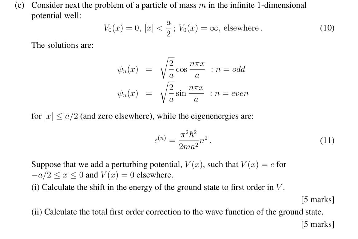 Solved Consider next the problem of a particle of mass m in | Chegg.com