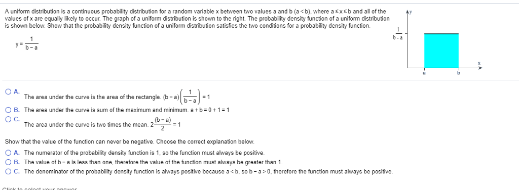 Solved A uniform distribution is a continuous probability | Chegg.com