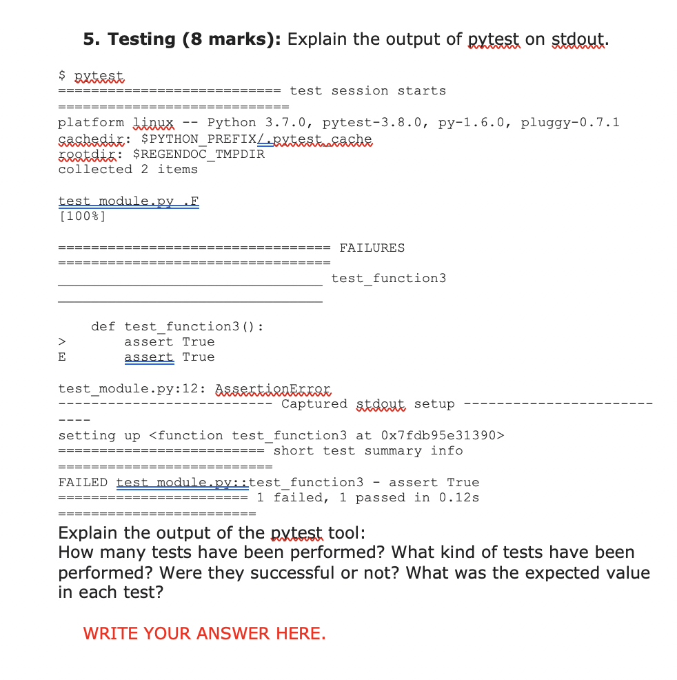 Solved 5. Testing (8 marks): Explain the output of extest on | Chegg.com