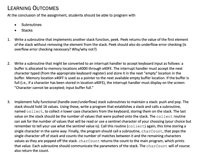 Solved LEARNING OUTCOMES At the conclusion of the | Chegg.com