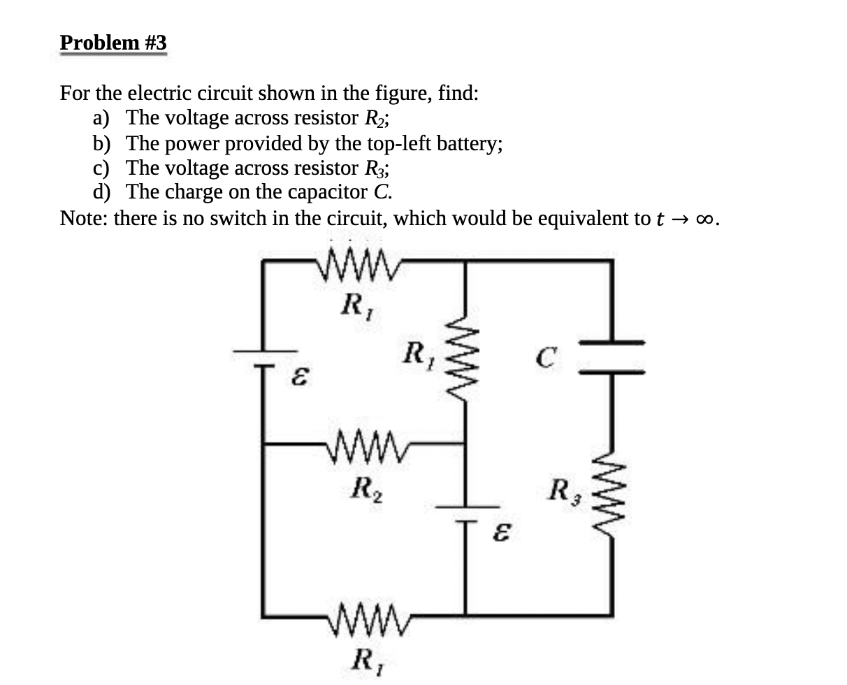 Solved For the electric circuit shown in the figure, find: | Chegg.com