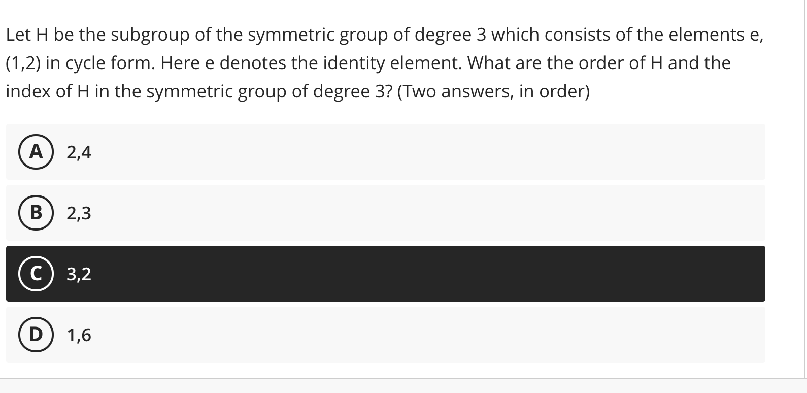 Solved Let H be the subgroup of the symmetric group of | Chegg.com
