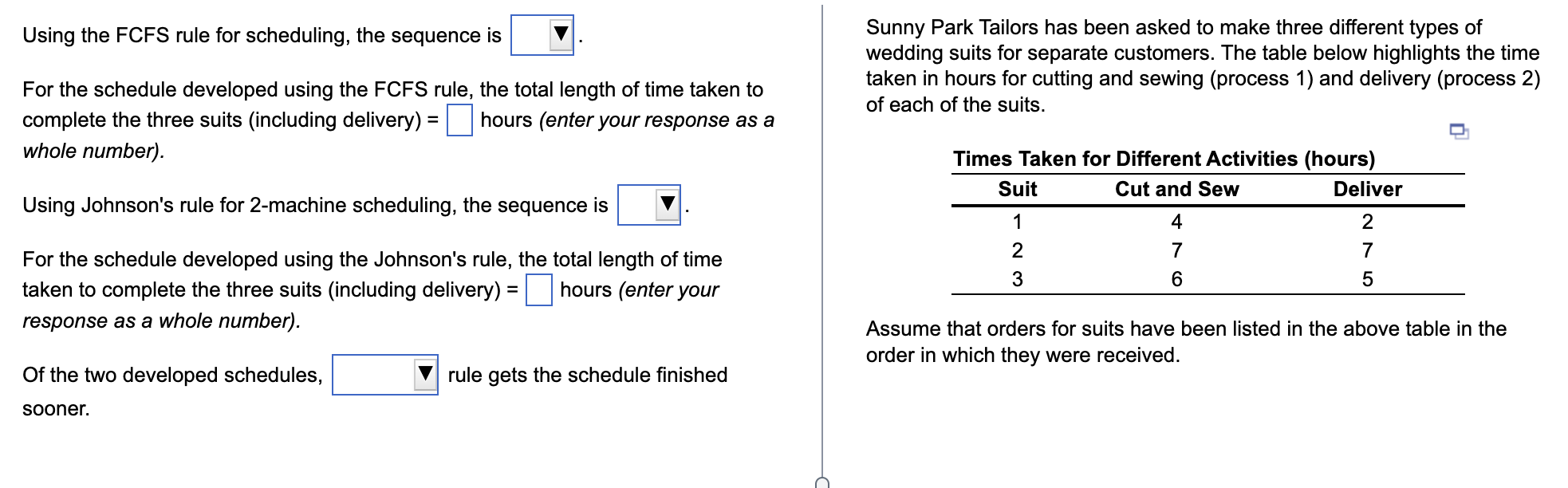 Solved Using the FCFS rule for scheduling, the sequence is | Chegg.com