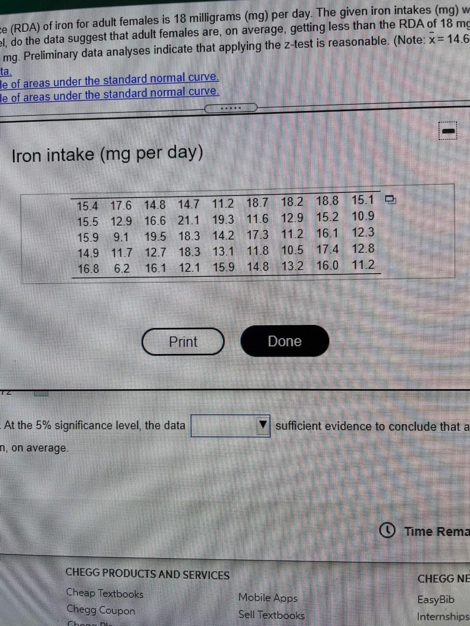 Solved 20/21 59pm The recommended dietary allowance (RDA) of | Chegg.com