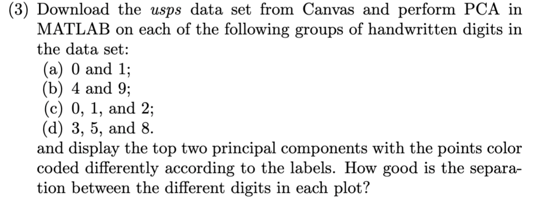 Solved 3) Download the usps data set from Canvas and perform | Chegg.com