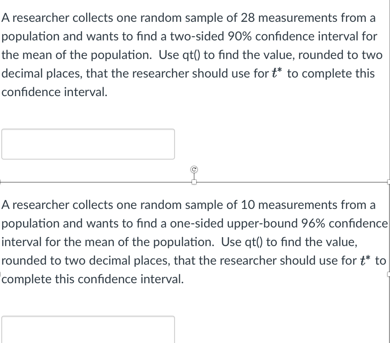 Solved A researcher collects one random sample of 10 | Chegg.com