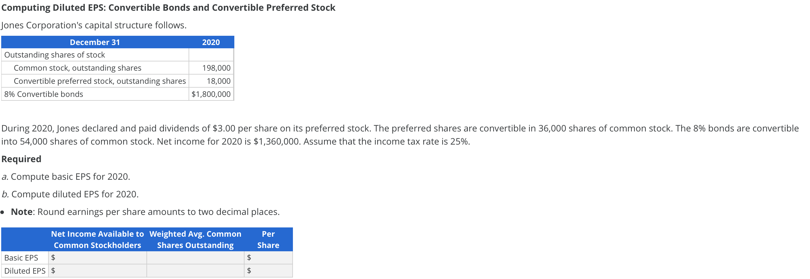 Solved Computing Diluted EPS: Convertible Bonds and | Chegg.com