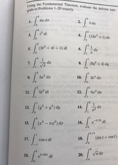 Solved the Fundamental Theorem, evaluate the definite inte- | Chegg.com