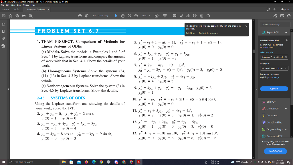 Solved DAdanced Engineenng Mathematics () pot - Adobe | Chegg.com