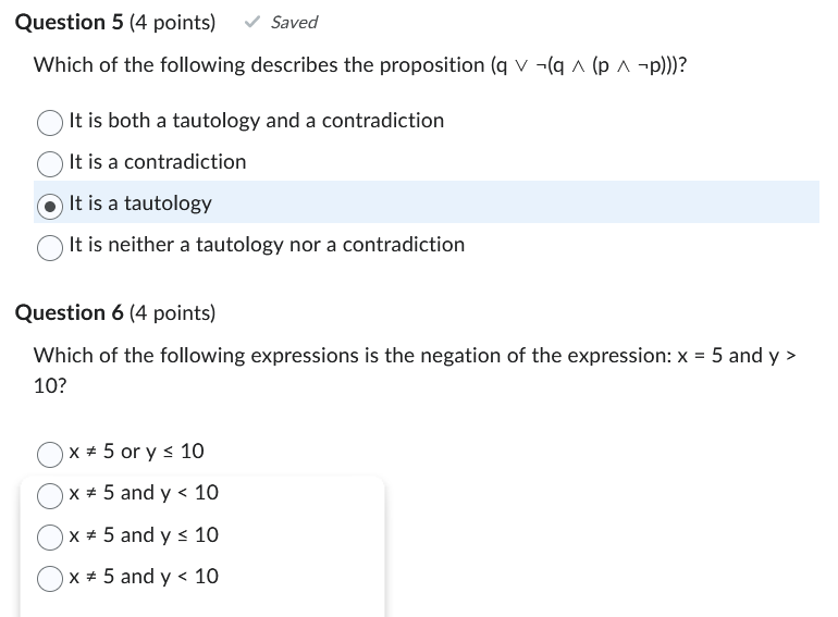 Solved Question 5 (4 points) Saved Which of the following | Chegg.com