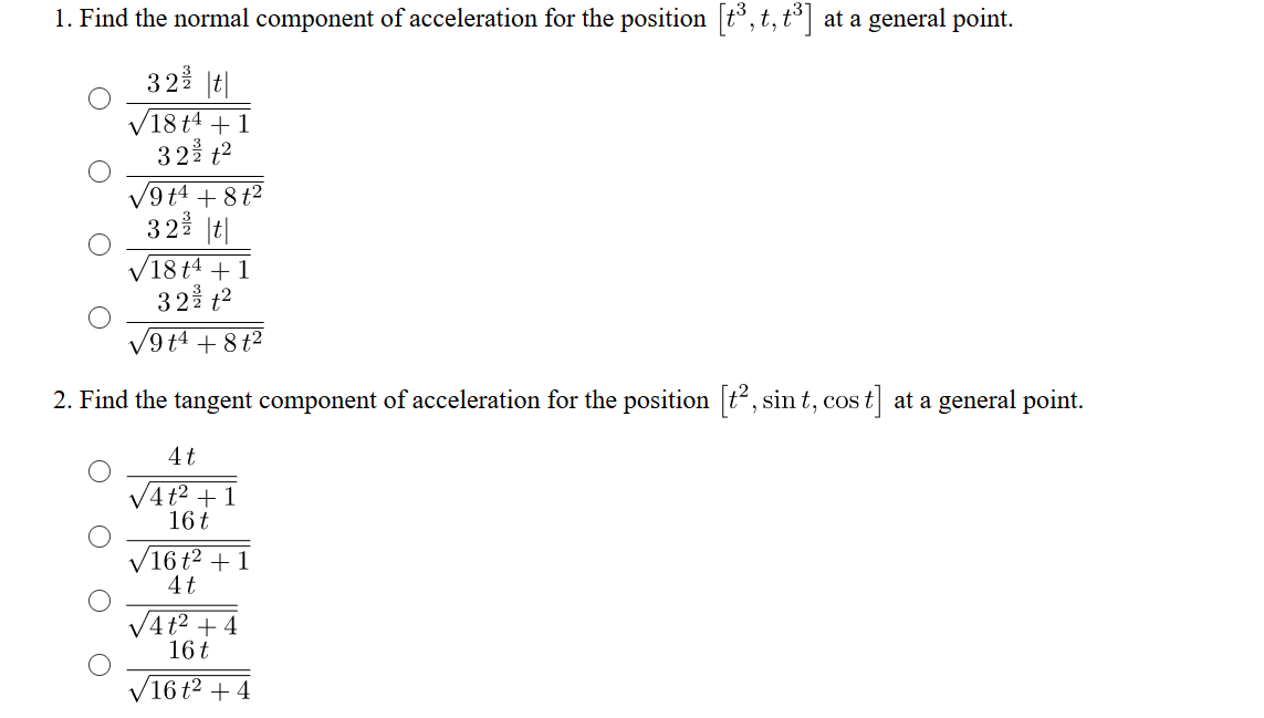 Solved 1 Find The Normal Component Of Acceleration For The