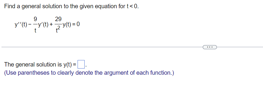 Solved Find a general solution to the given equation for | Chegg.com