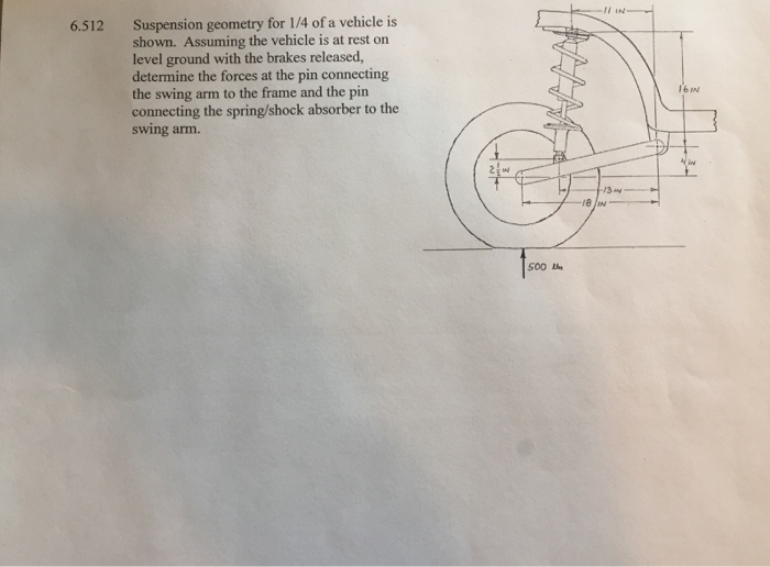 Solved Suspension geometry for 1/4 of a vehicle is shown. | Chegg.com