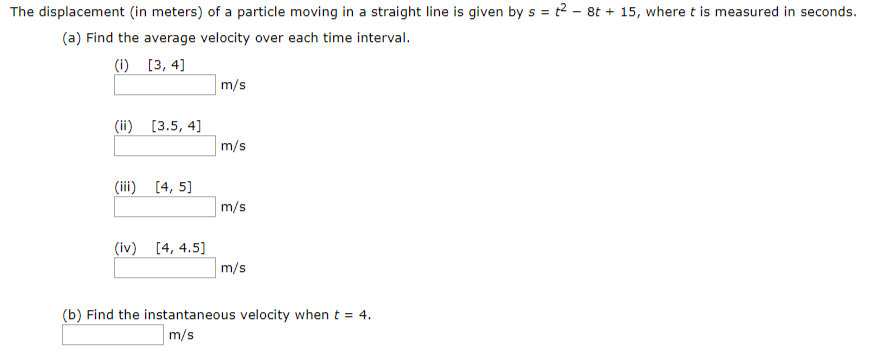 Solved The displacement (in meters) of a particle moving in | Chegg.com