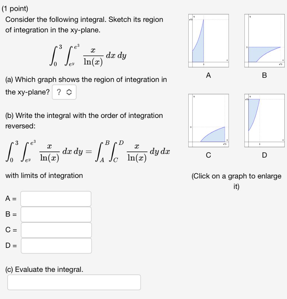 Solved (1 point) Consider the following integral. Sketch its | Chegg.com
