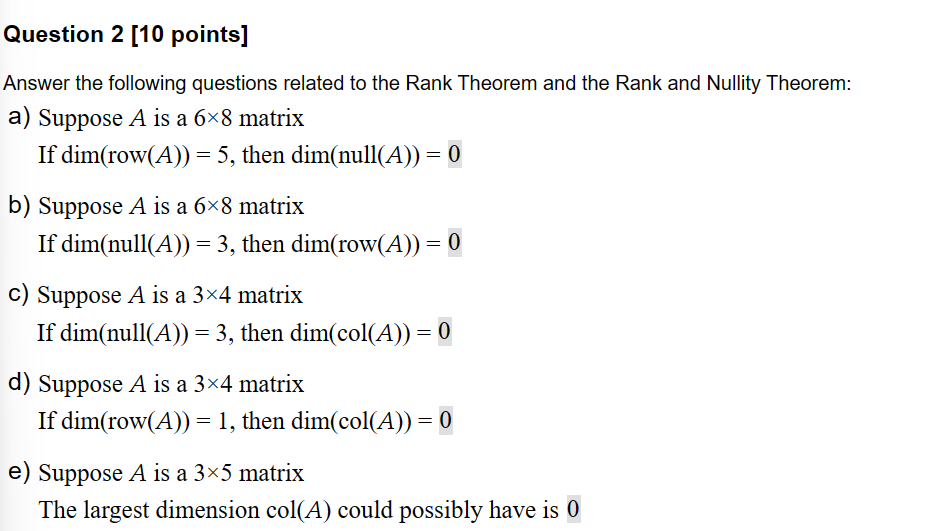 Solved Answer The Following Questions Related To The Rank