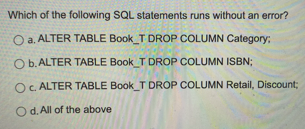 Solved The Book table (named Book_T), given below, is one of | Chegg.com