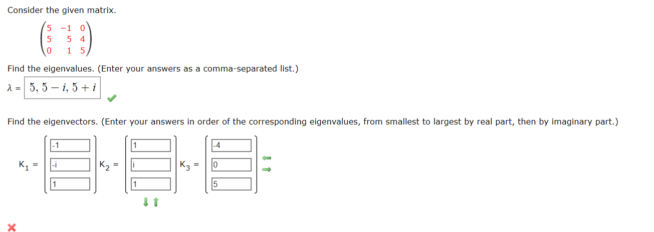 Solved Consider the given matrix. 5 -1 0 5 5 4 0 1 5 Find | Chegg.com