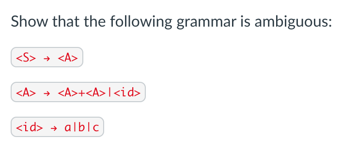 Solved Show that the following grammar is ambiguous: | Chegg.com