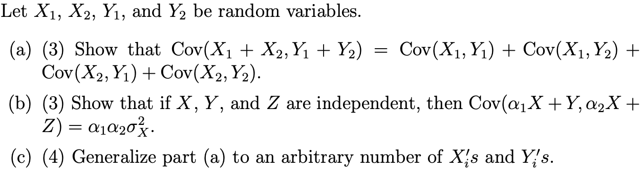 Solved Let x1,x2,Y1, ﻿and Y2 ﻿be random variables.(a) (3) | Chegg.com