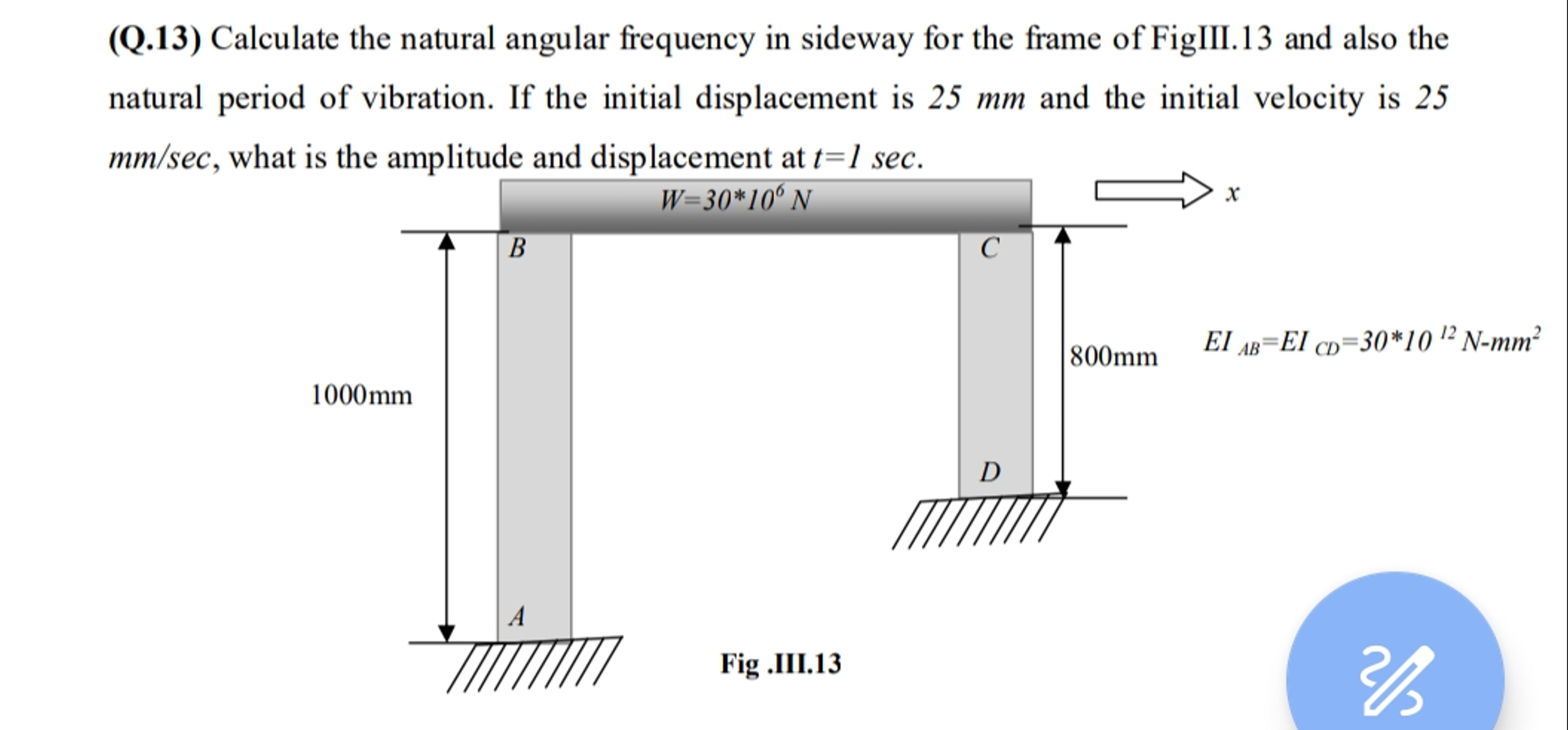 (Q.13) ﻿Calculate the natural angular frequency in | Chegg.com