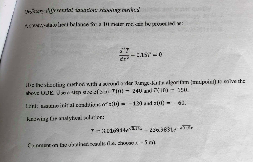 Solved Ordinary differential equation: shooting method A | Chegg.com