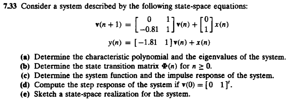 Solved 7.33 Consider a system described by the following | Chegg.com