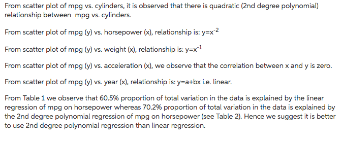 Solved We consider a dataset relating gas mileage, | Chegg.com