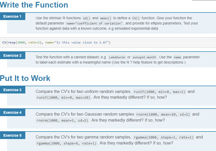 Solved Write the Function Use the intrinsic R functions sd() | Chegg.com