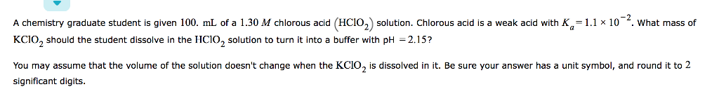 Solved A chemistry graduate student is given 100. mL of a | Chegg.com