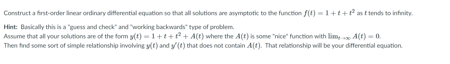 Solved Construct a first-order linear ordinary differential | Chegg.com