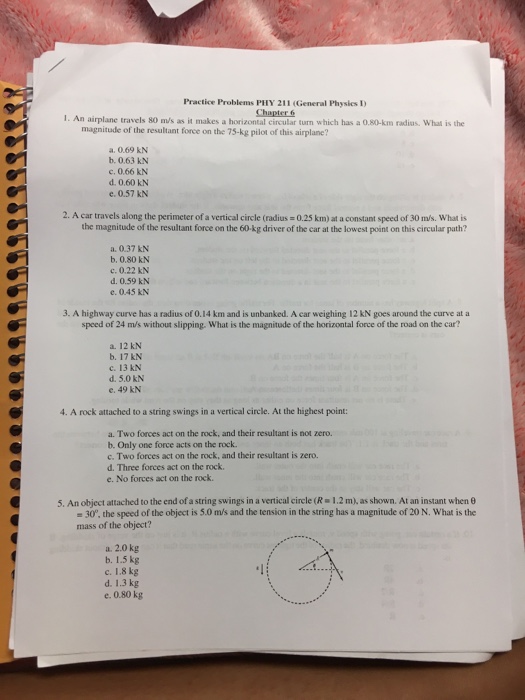 Solved Practice Problems PHY 211 (General Physkes I) Charter | Chegg.com