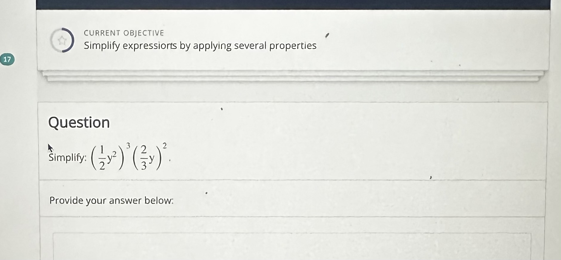 Solved CURRENT OBJECTIVESimplify expressions by applying | Chegg.com