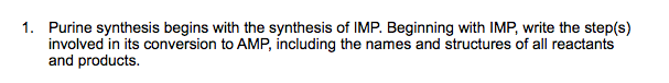 Solved Purine synthesis begins with the synthesis of IMP. | Chegg.com