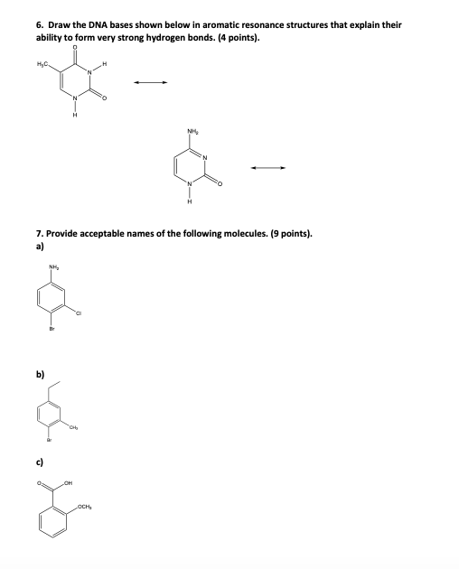 Solved 6. Draw the DNA bases shown below in | Chegg.com