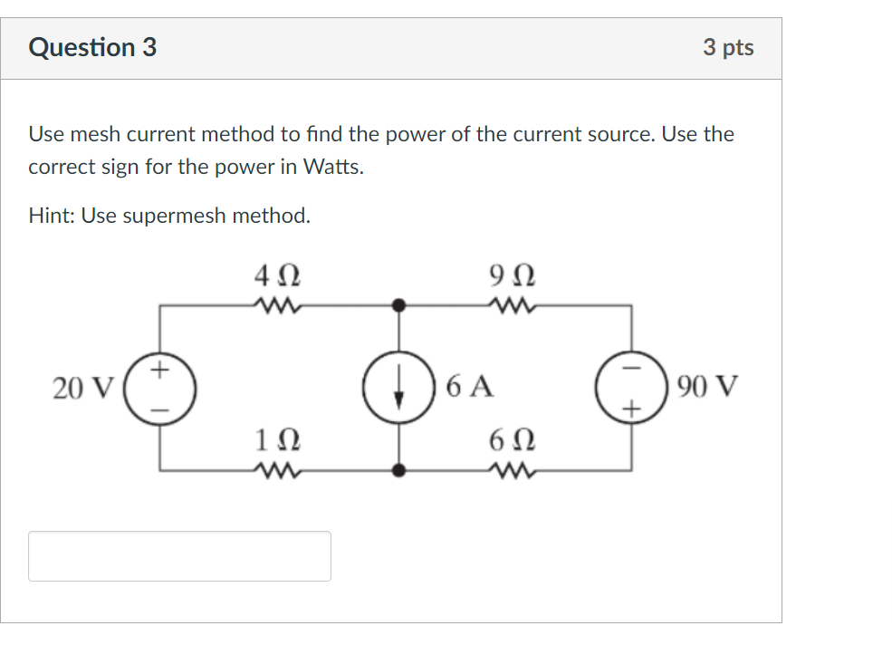 Solved Use mesh current method to find the power of the | Chegg.com