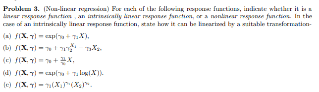 Solved Problem 3. (Non-linear regression) For each of the | Chegg.com