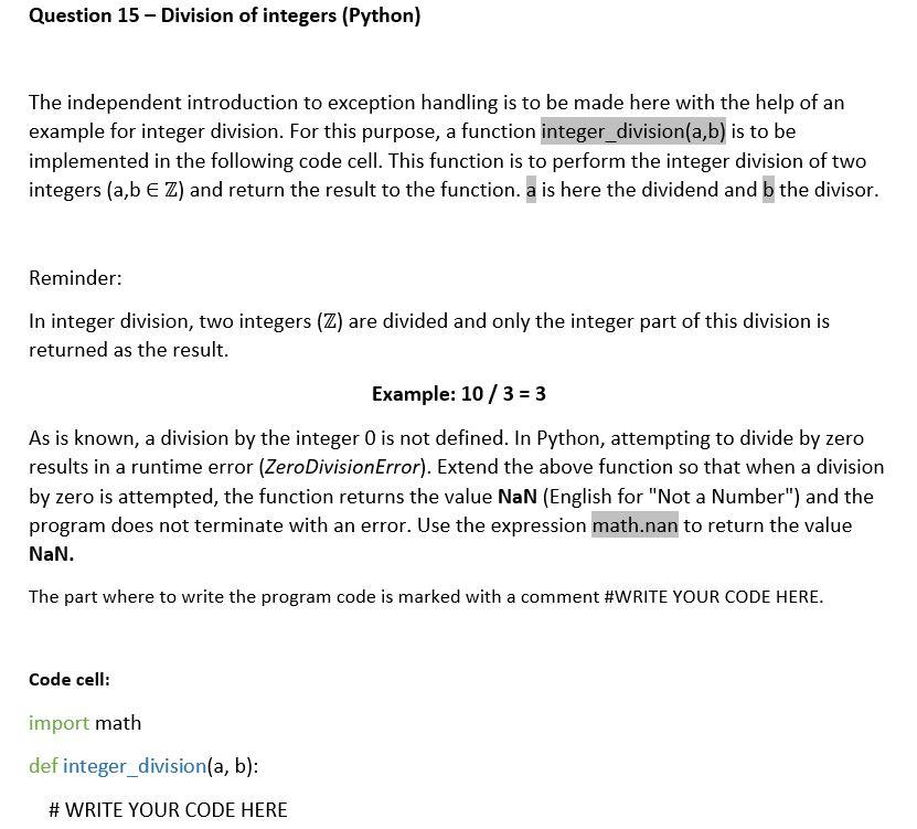 Solved The independent introduction to exception handling is | Chegg.com