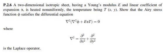 Solved P.2.6 A two-dimensional isotropic sheet, having a | Chegg.com