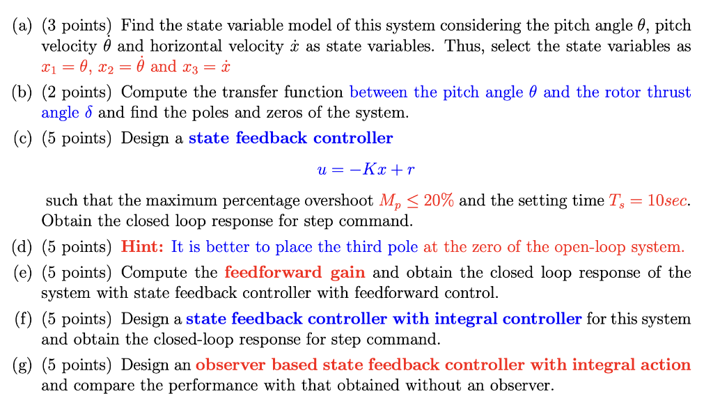 Solved A high performance helicopter has a model shown in | Chegg.com