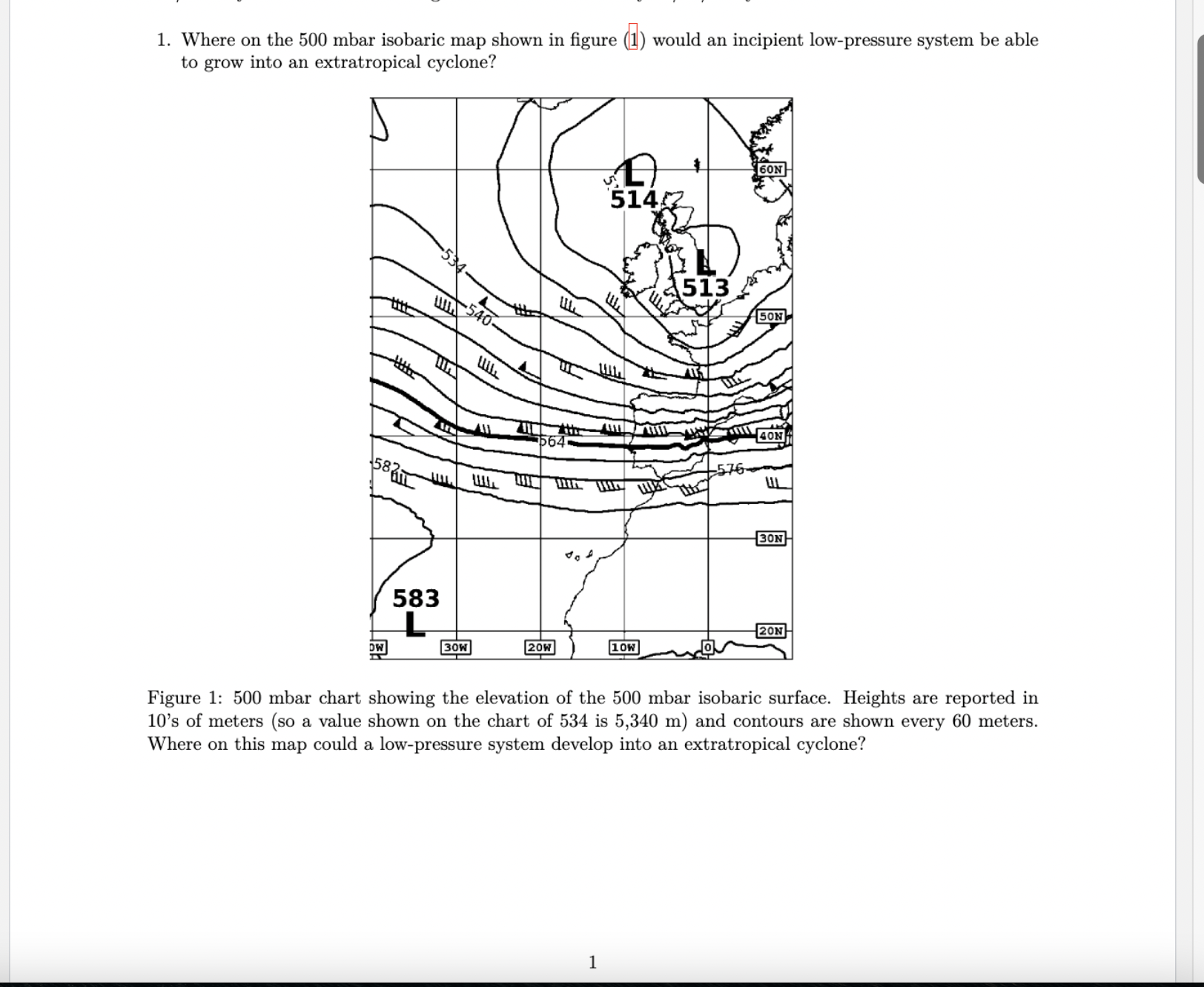 Solved 1. ﻿Where on the 500 ﻿mbar isobaric map shown in | Chegg.com