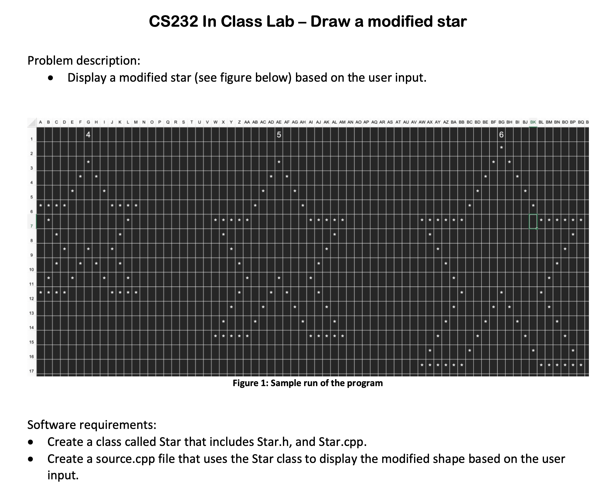 Solved CS232 ﻿In Class Lab - ﻿Draw a modified starProblem | Chegg.com