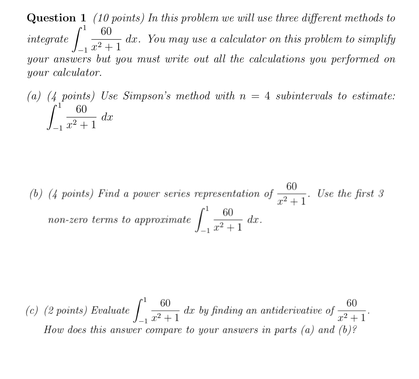 Solved Question 1 (10 points) In this problem we will use | Chegg.com