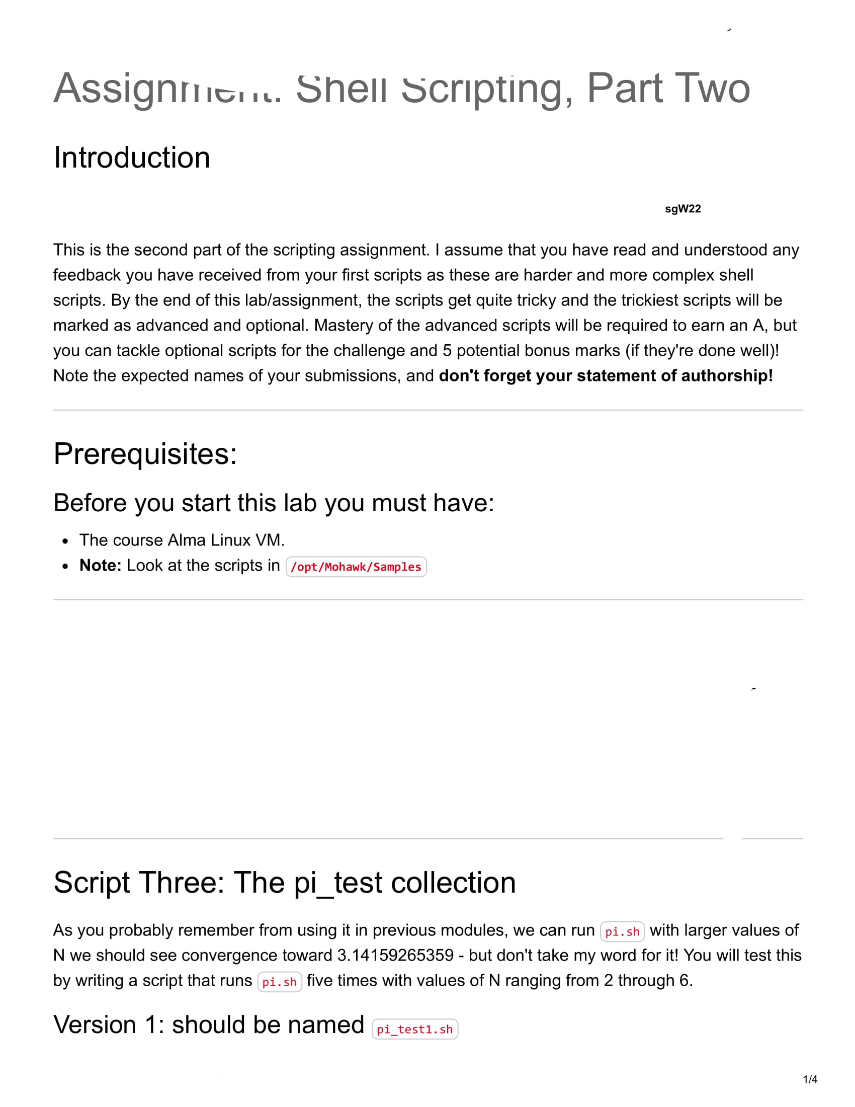 Solved Assignrmor. Shell ৬crıpting, Part Two Introduction | Chegg.com