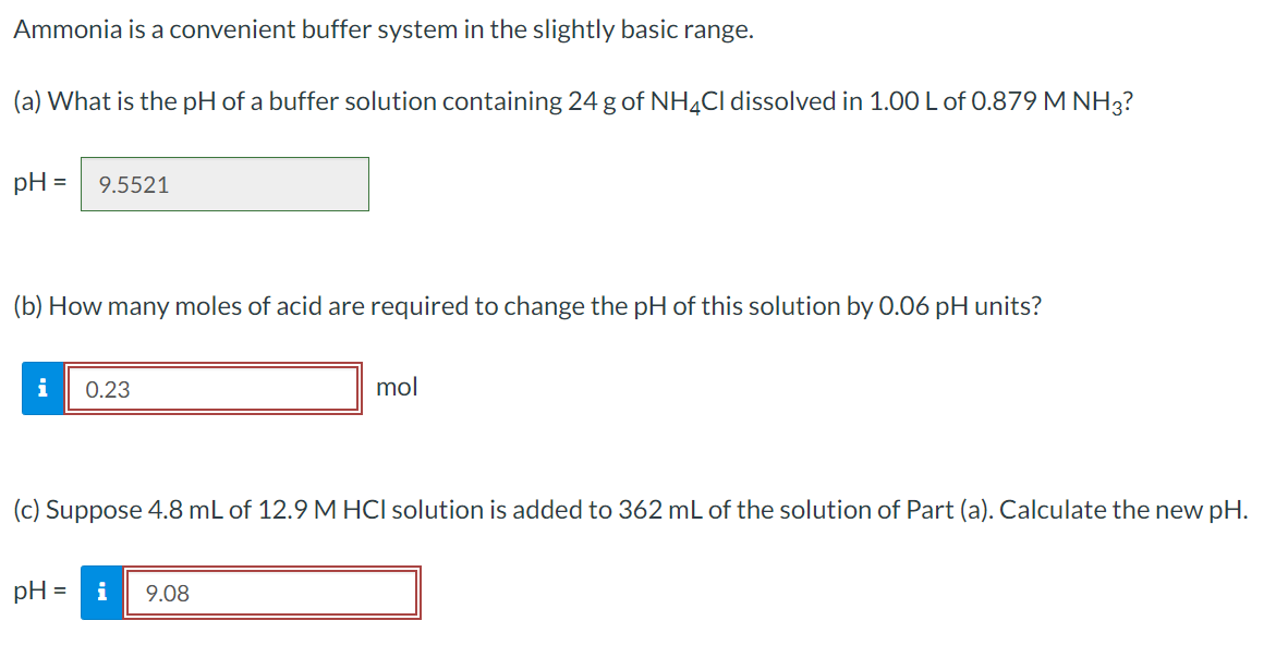 Solved Ammonia is a convenient buffer system in the slightly | Chegg.com