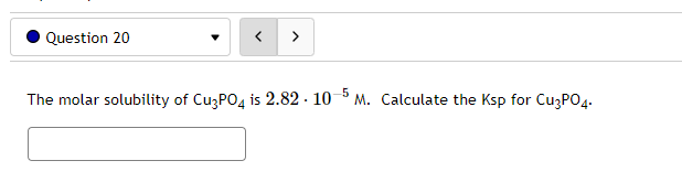 Solved The molar solubility of Cu3PO4 is 2.82⋅10−5M. | Chegg.com