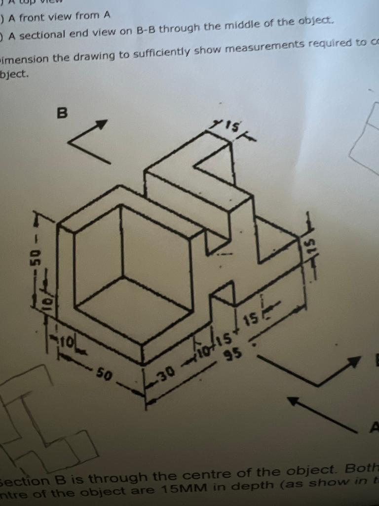 Solved orthographic projection a A top view b A front | Chegg.com