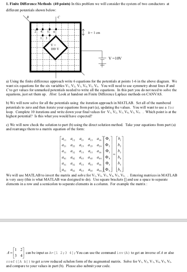 1. Finite Difference Methods (40 points) In this | Chegg.com