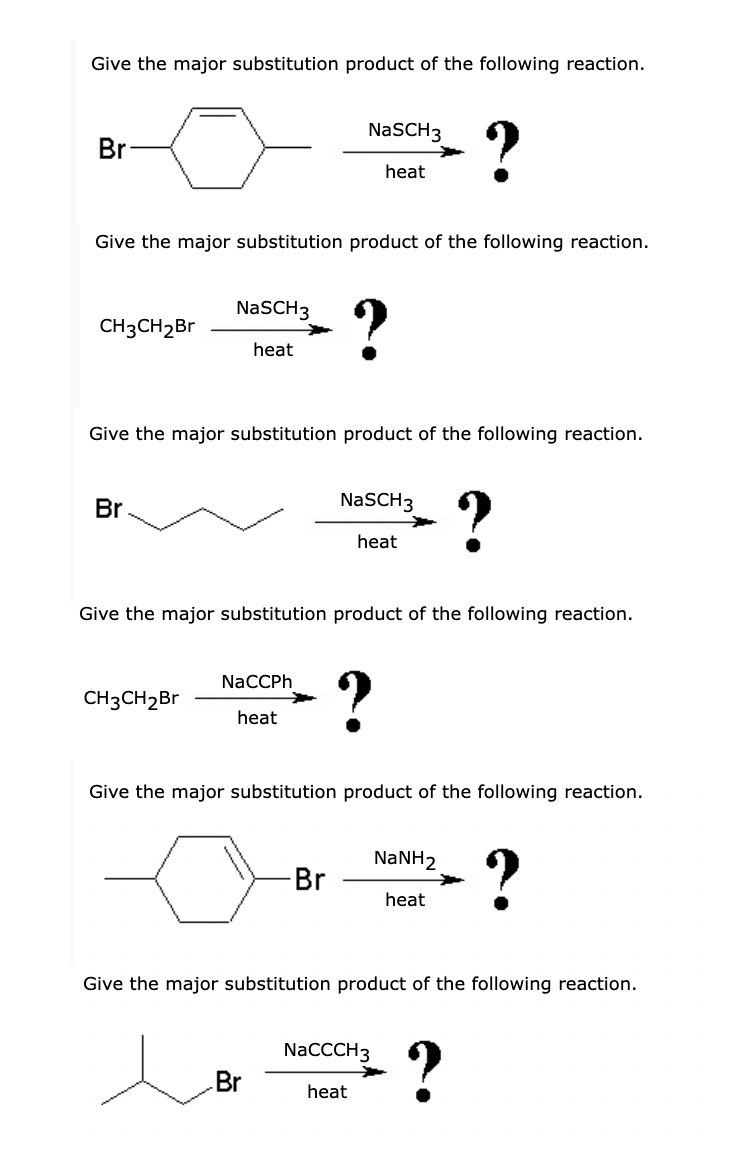 Solved Give the major substitution product of the following | Chegg.com